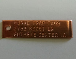 Imprinted Copper Trap Tags – Pine Hollow Trapping and Supplies